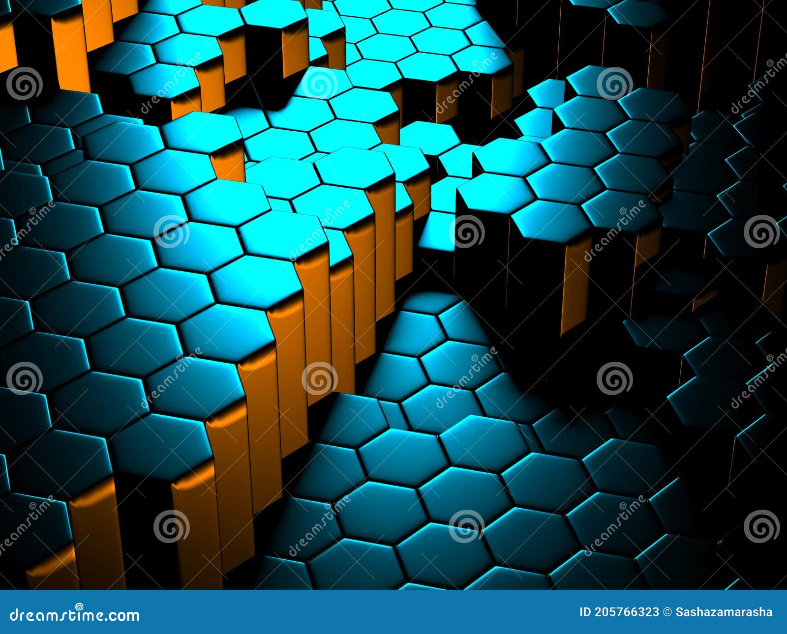 Colorful Hexagon Blocks Shine Glossy Abstract Background Stock ...