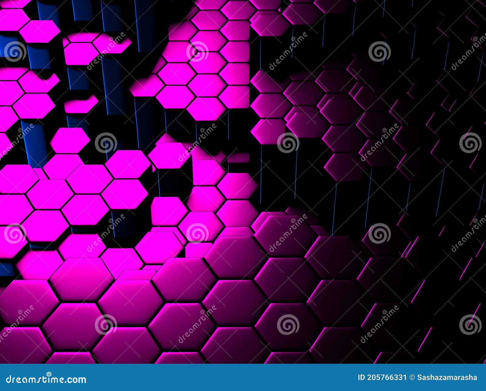 Colorful Hexagon Blocks Shine Glossy Abstract Background Stock ...