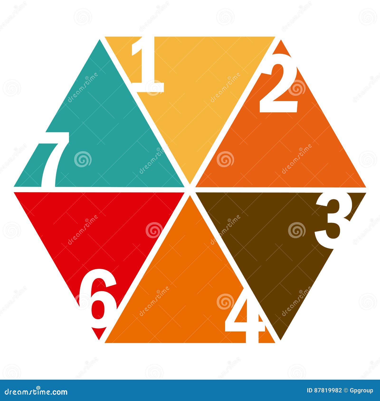 Colorful Hexagon Figure with Sections and Numeration Stock Illustration ...
