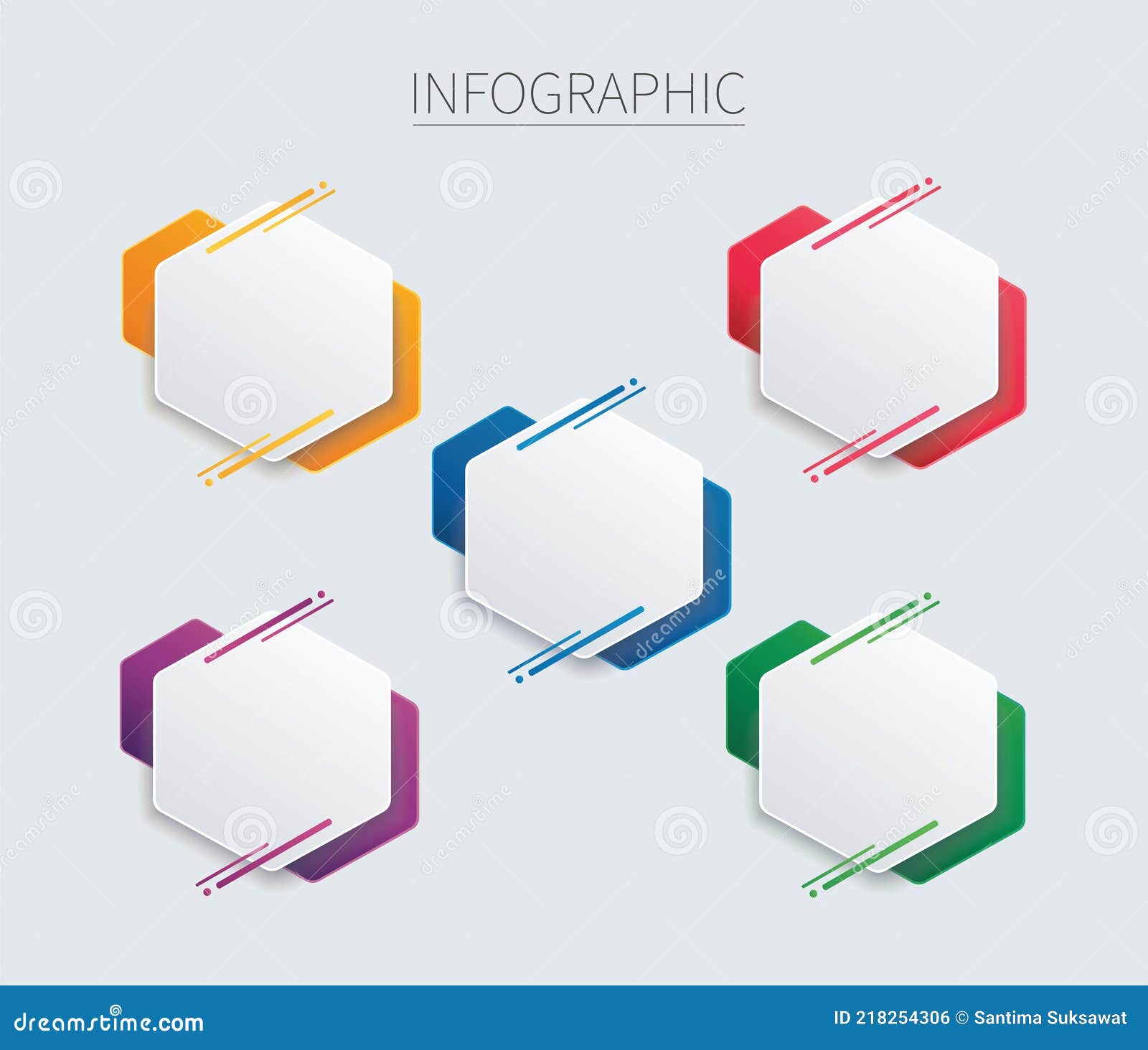 Colorful Hexagon Infographic Vector Template with 5 Options. Can Be ...
