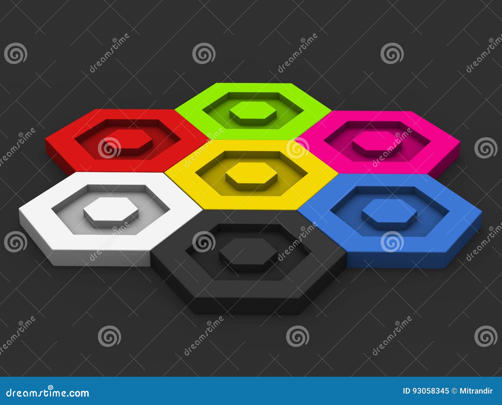 Colorful Hexagon Shapes Creating Pattern Stock Illustration ...