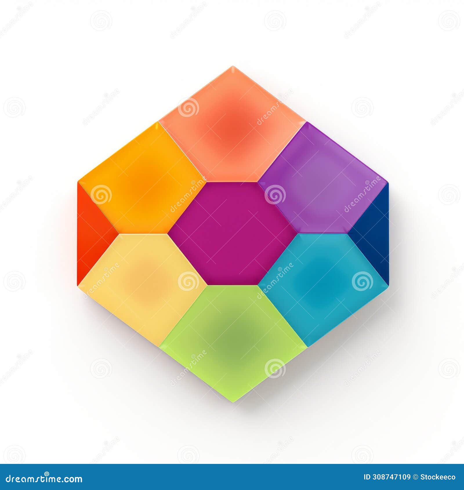 Colorful Hexagon on White Background: a Modern and Vibrant Design Stock ...