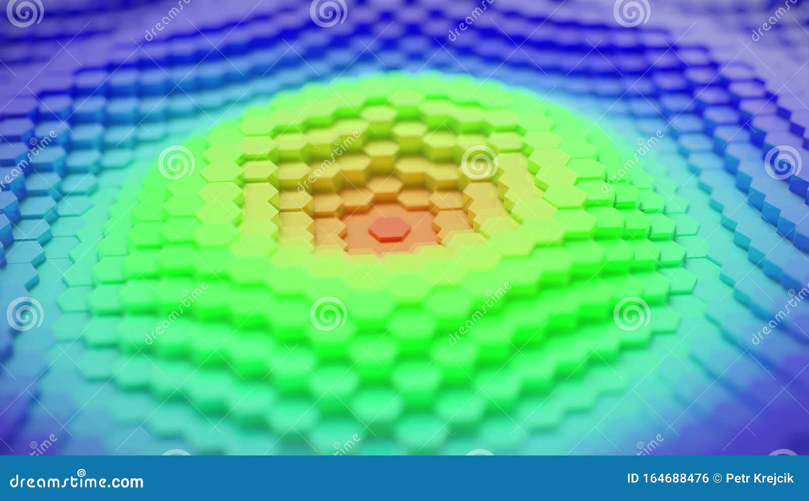 Colorful Hexagonal Array in Central Wavy Position Stock Illustration ...