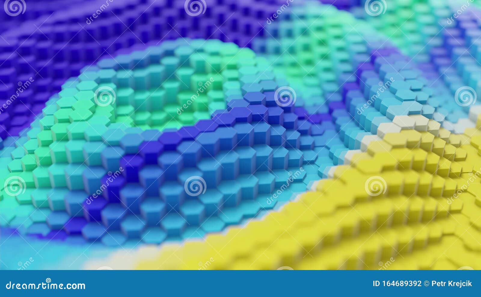 Hexagonal Field with Several Color Variations - 3D Render Stock ...