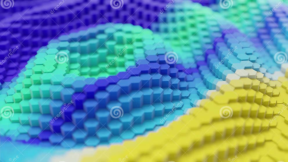 Hexagonal Field with Several Color Variations - 3D Render Stock ...
