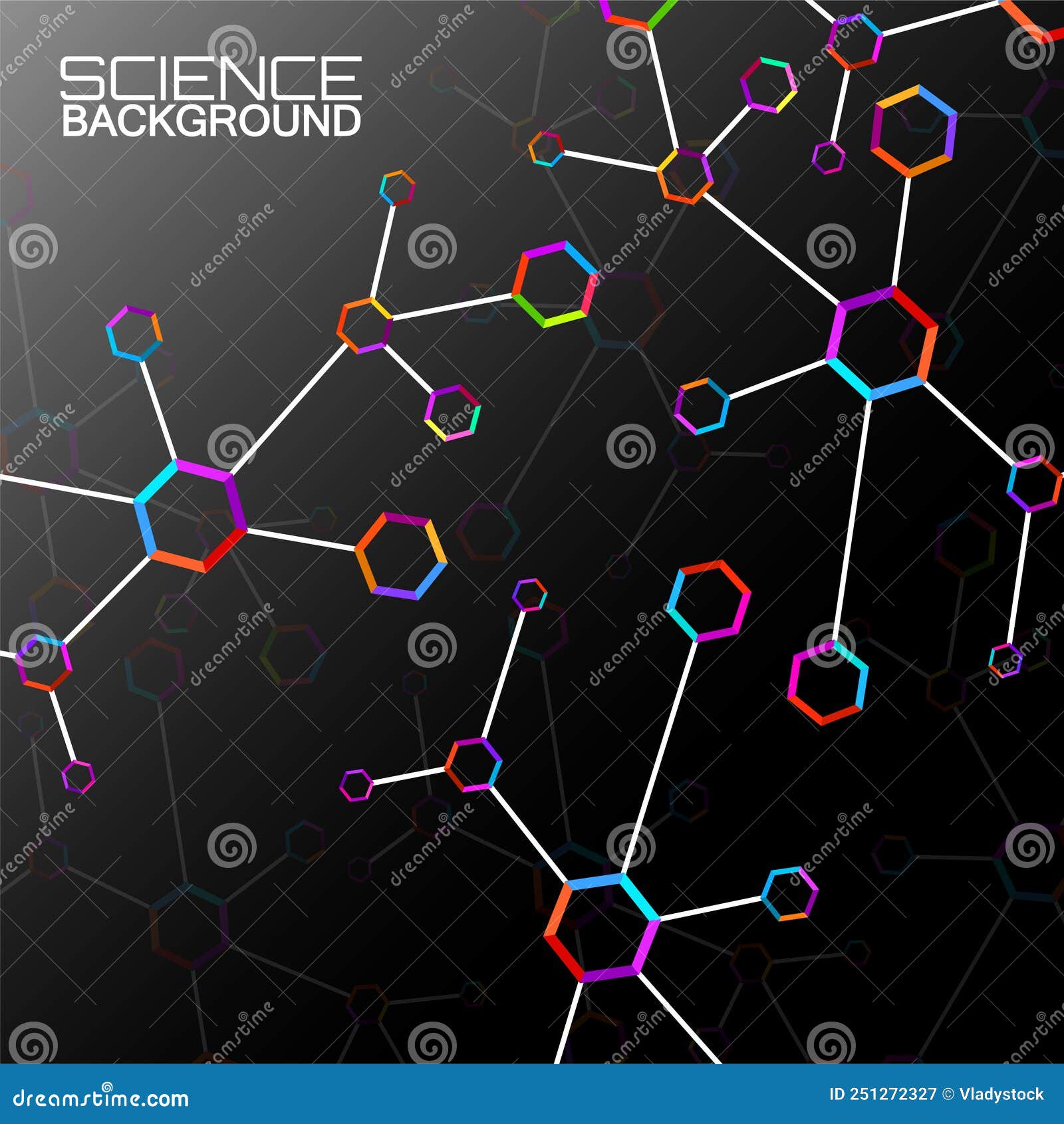 Colorful Hexagonal Molecular Structure with DNA Stock Vector ...