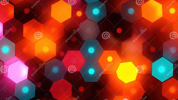 Colorful Hexagonal Patterns Create a Vibrant Abstract Background with Glowing Elements and ...