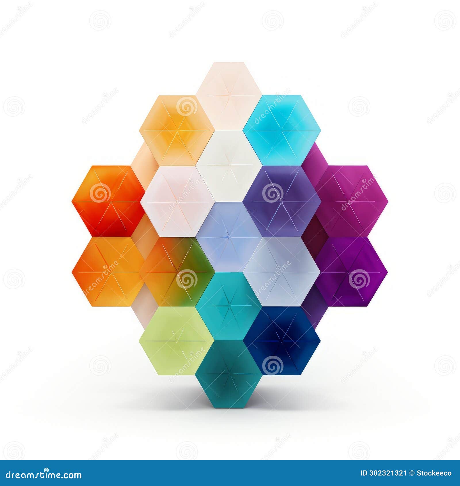 Colorful Hexagons: Translucent Layers of Symmetrical Arrangement Stock ...