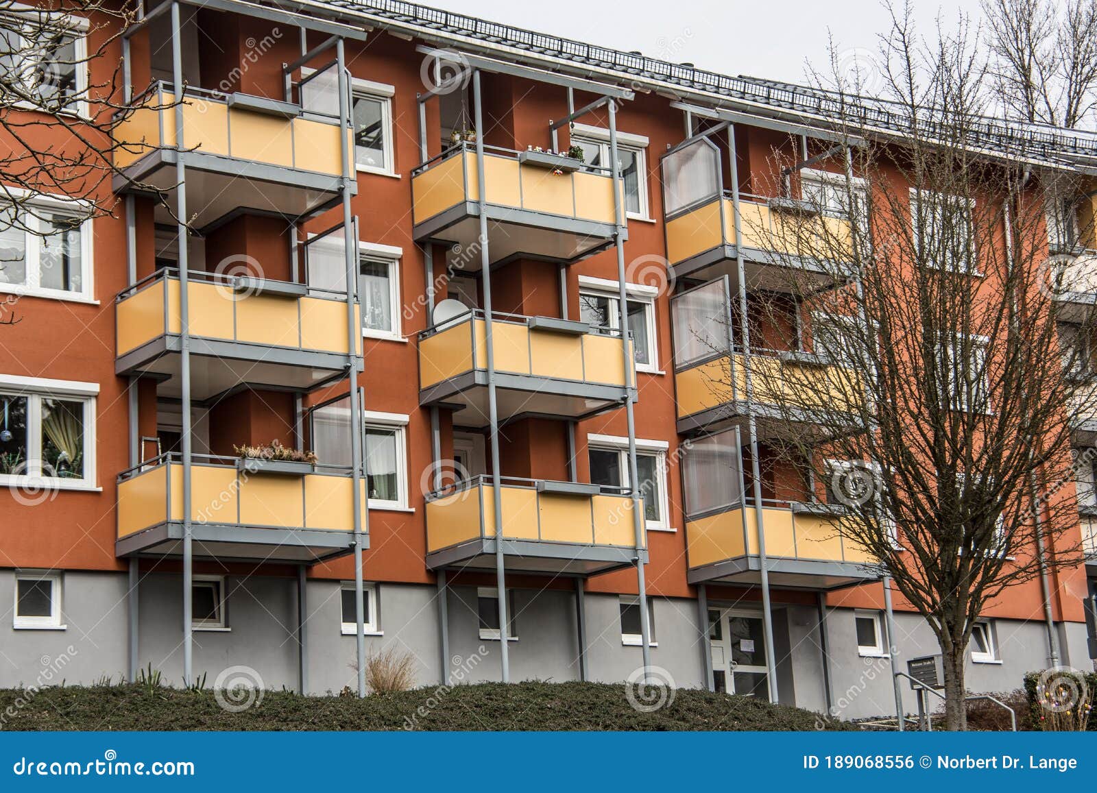 Colorful High-rise Buildings Stock Photo - Image of bunt, trees: 189068556