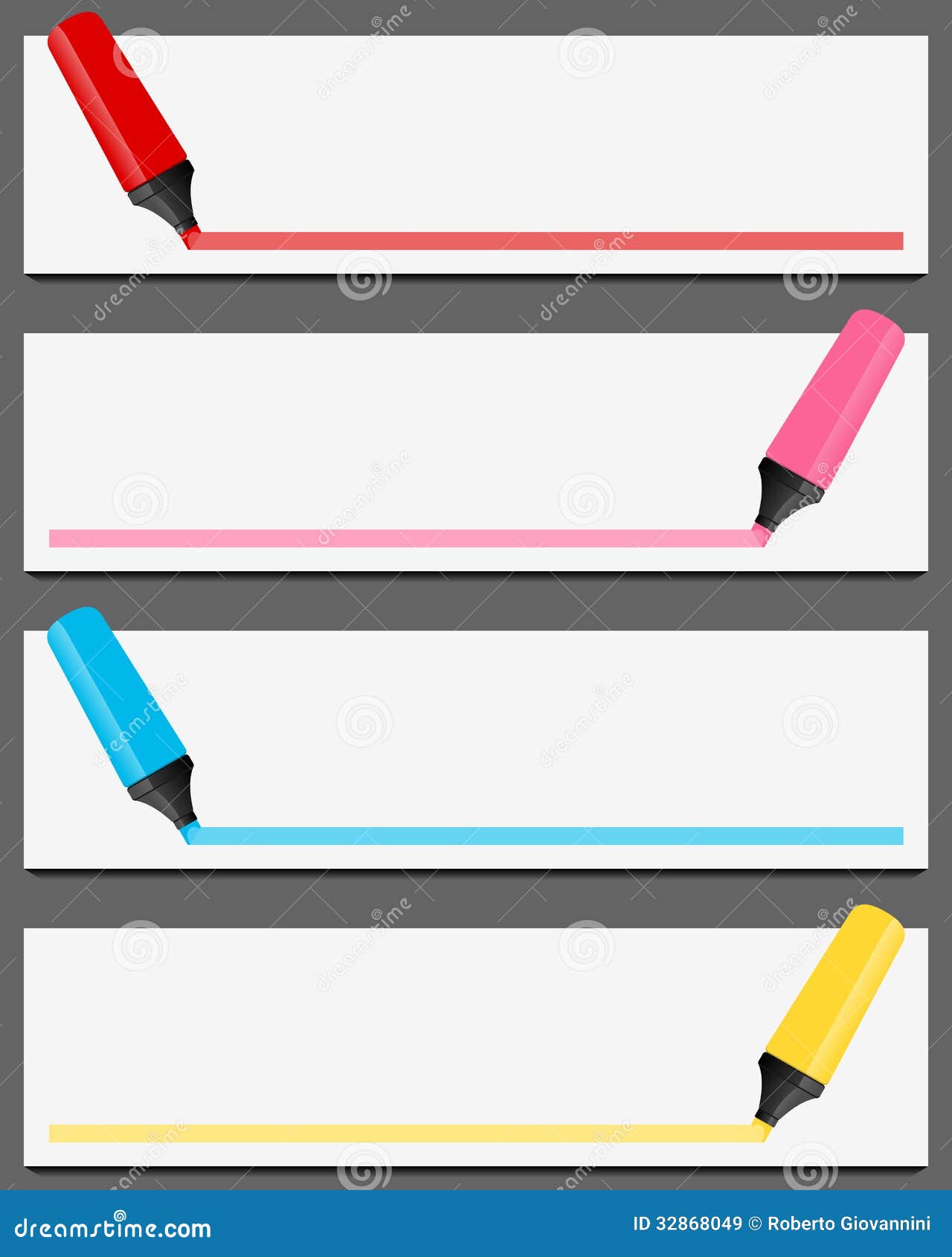 Colorful Highlighter Banners Set Stock Vector - Illustration of ...