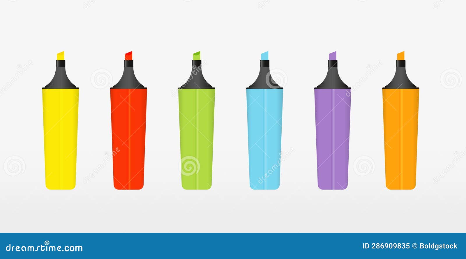 Colorful Highlighter Pens Set. Vector Illustration for Your Design ...