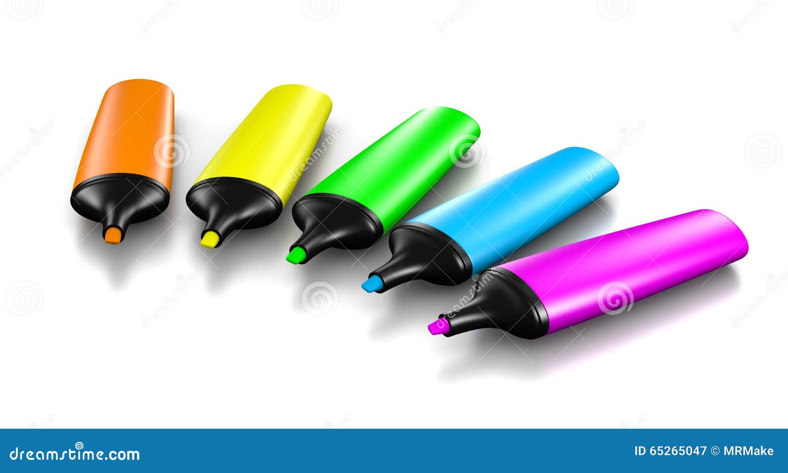 Colorful Highlighter Set on White Stock Illustration - Illustration of ...
