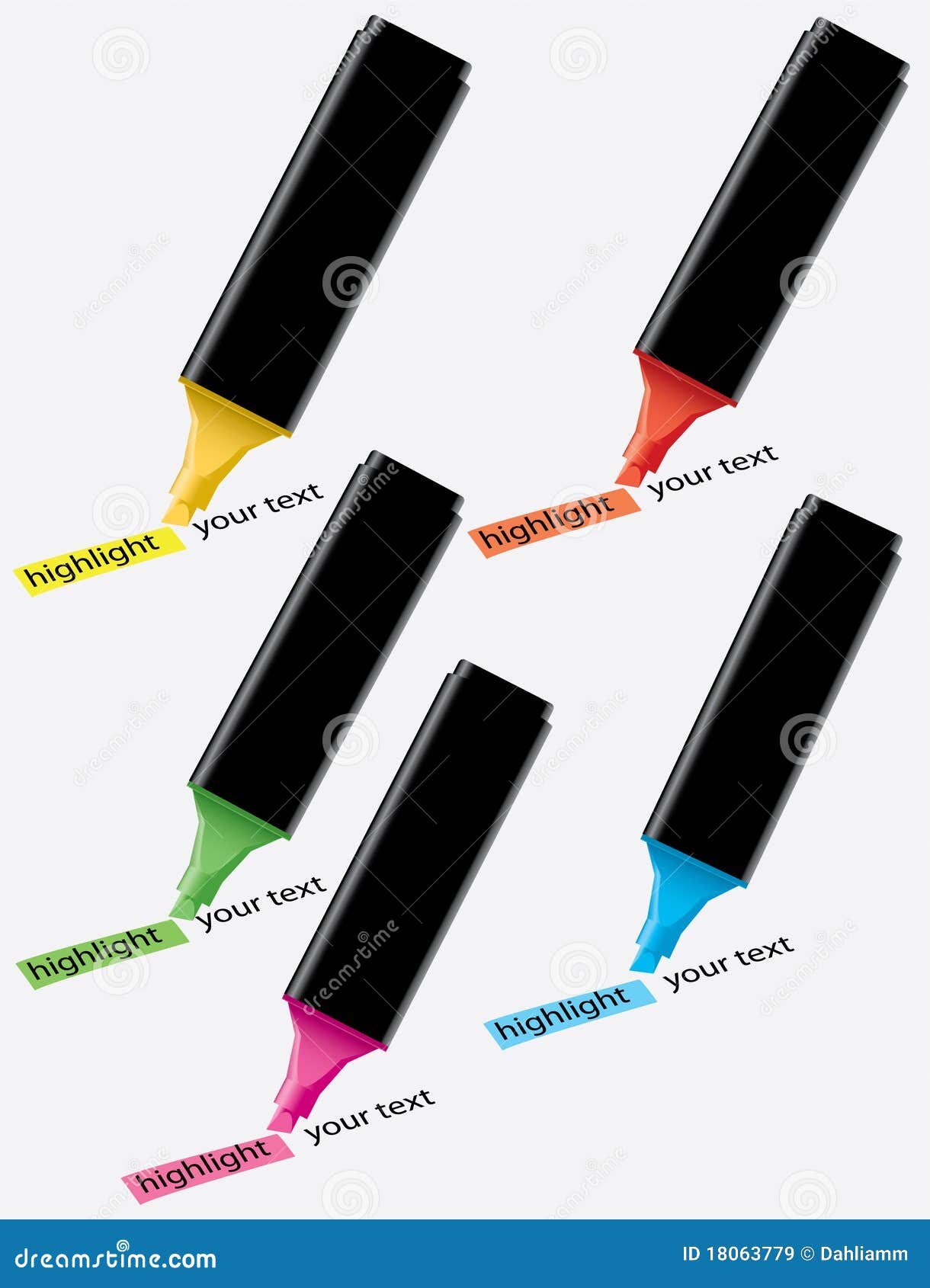 Colorful highlighters stock vector. Illustration of artwork - 18063779