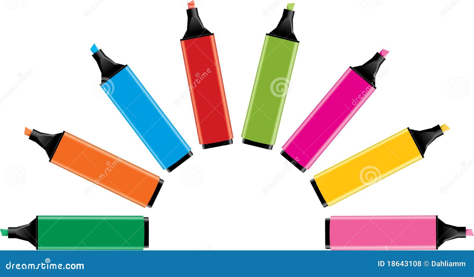Colorful highlighters stock vector. Illustration of paper - 18643108