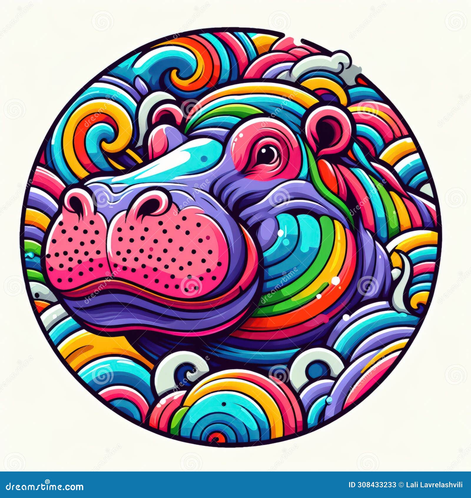 Colorful Pop Art Hippo Portraits In The Style Of Caravaggism Royalty ...