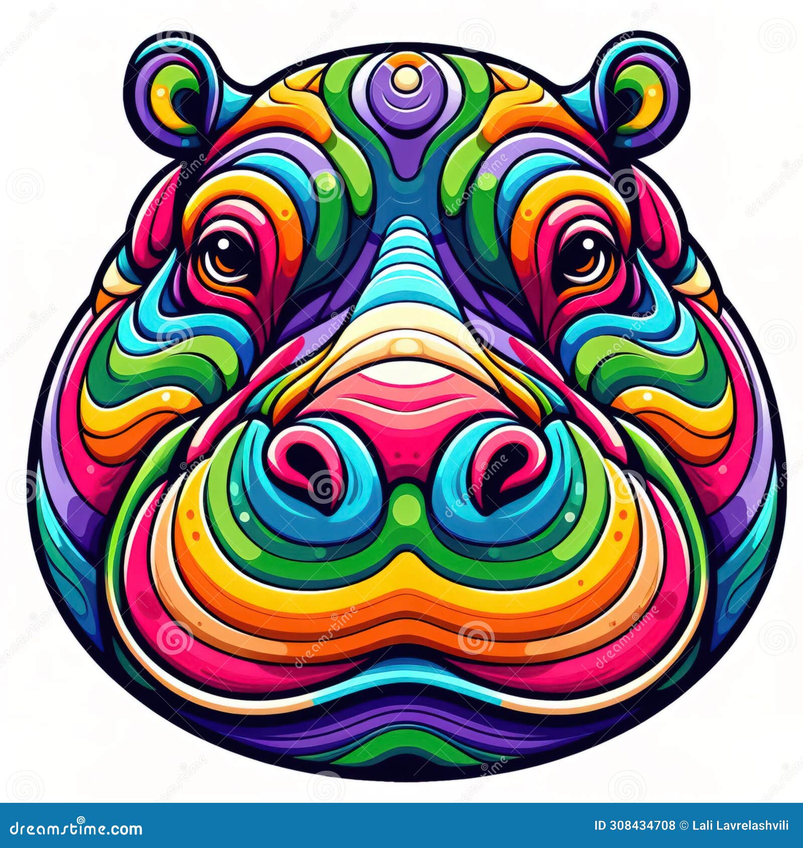 Colorful Hippo Faces: A Playful And Vibrant Cartoon Art Collection ...