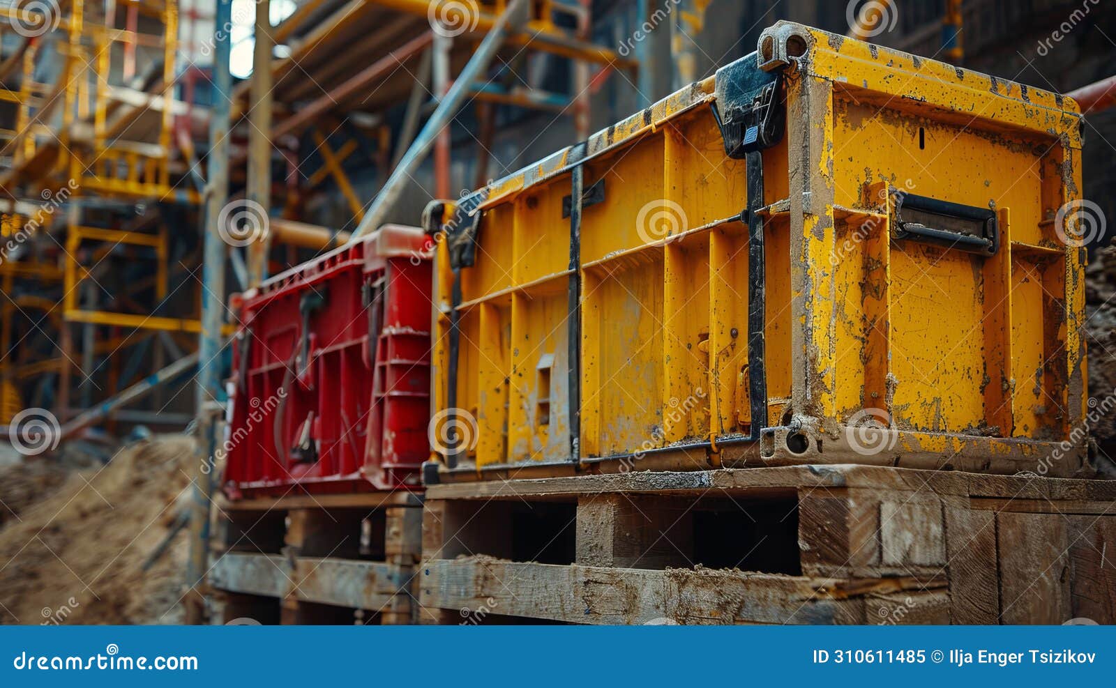Colorful Hoarding on Construction Site with High Rise Building Outline ...
