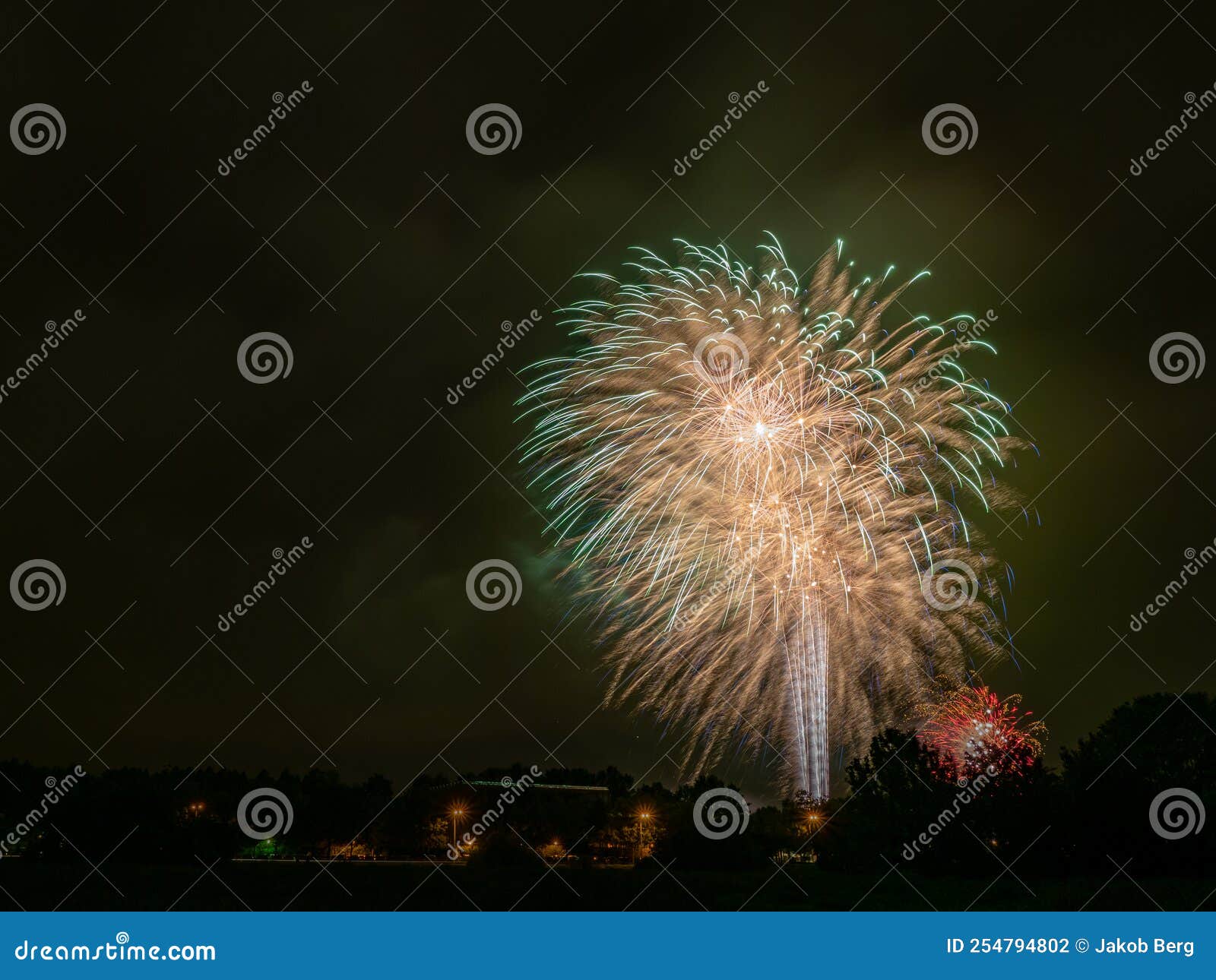 Colorful Holiday Fireworks and Night Sky Background. Stock Photo ...