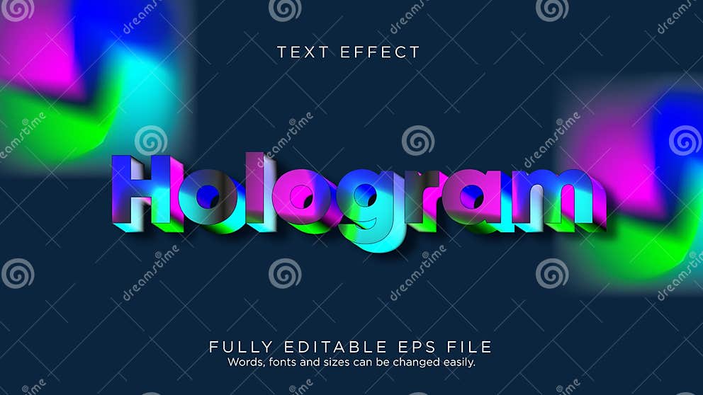 Colorful Hologram Text Effect Font Type Stock Illustration ...