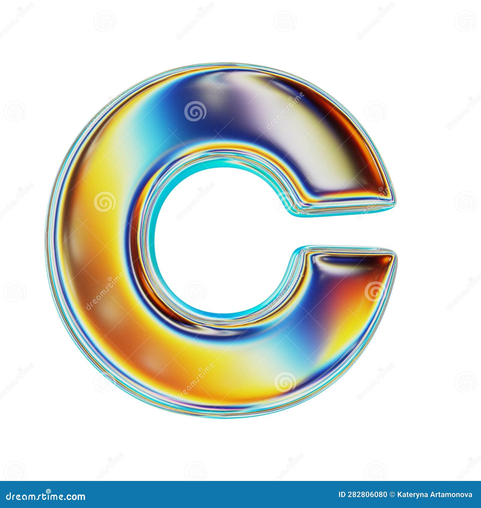 Colorful Holographic Letter C. Realistic 3D Render Stock Illustration ...