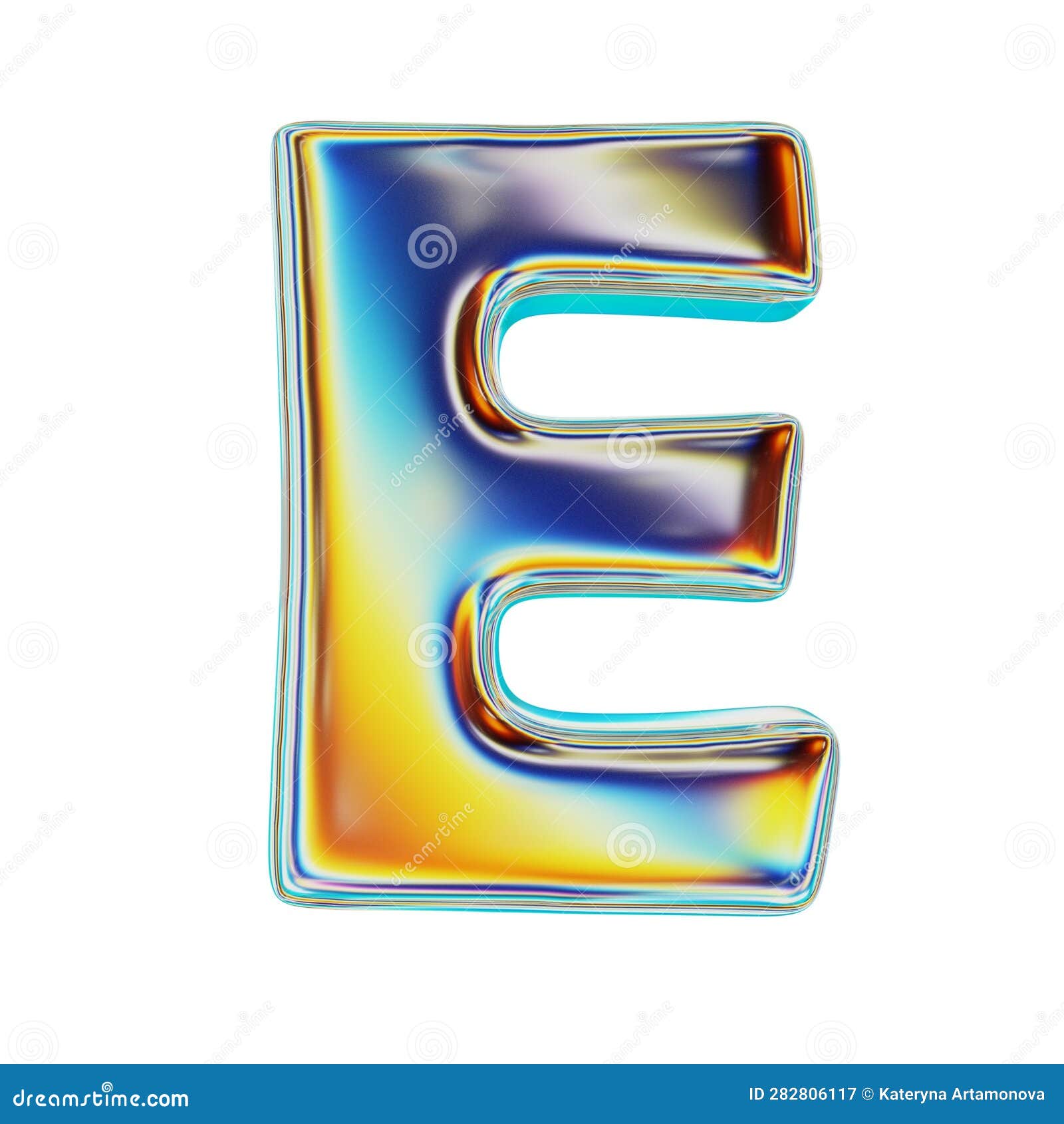 Colorful Holographic Letter E. Realistic 3D Render Stock Illustration ...