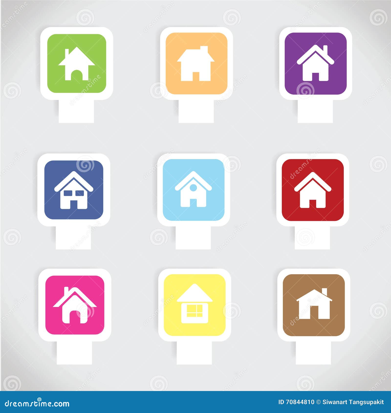 Colorful Home Icon Set Vector Stock Illustration - Illustration of ...