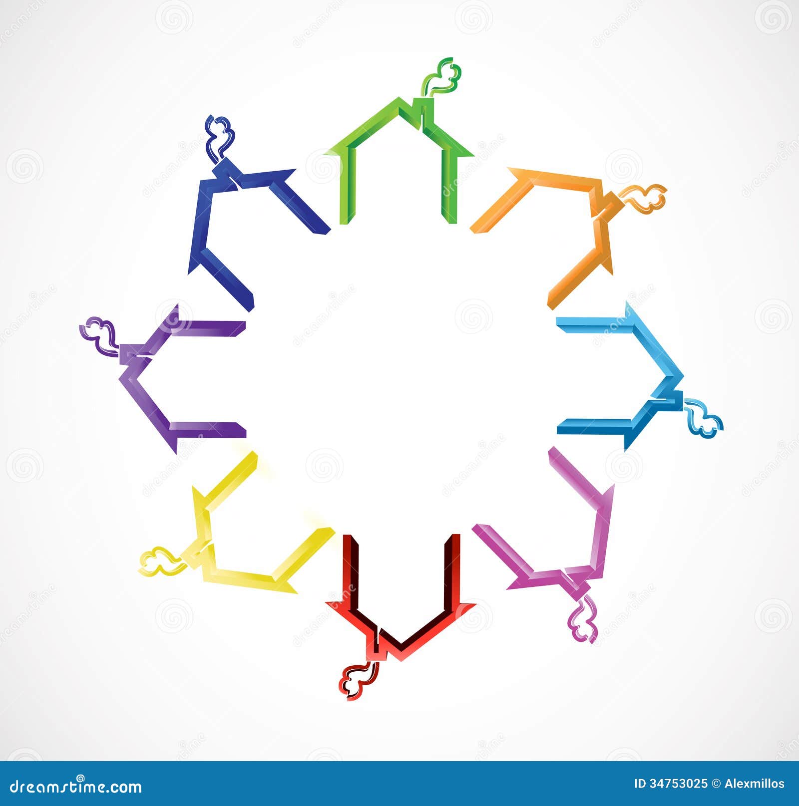 Colorful Homes Creating a Circle Illustration Stock Illustration ...