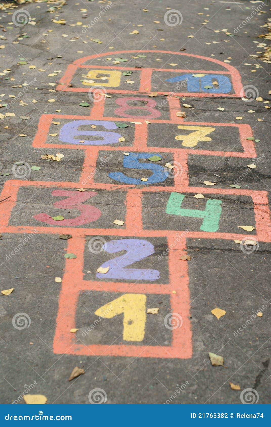 Colorful hopscotch stock photo. Image of yellow, numeral - 21763382
