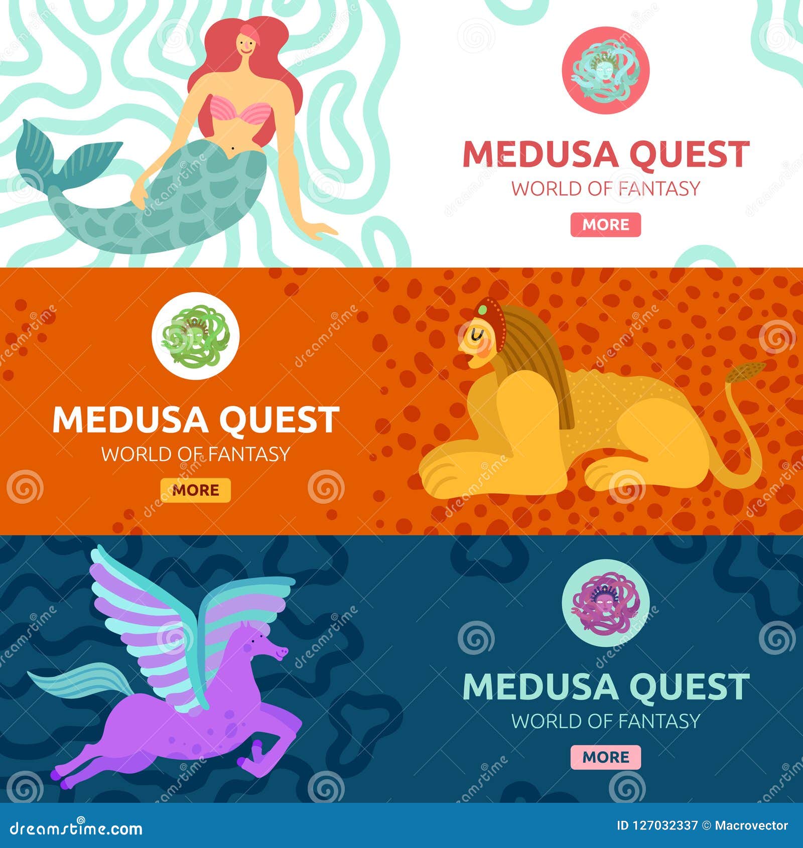 Mythical Creature Banners stock vector. Illustration of design - 127032337