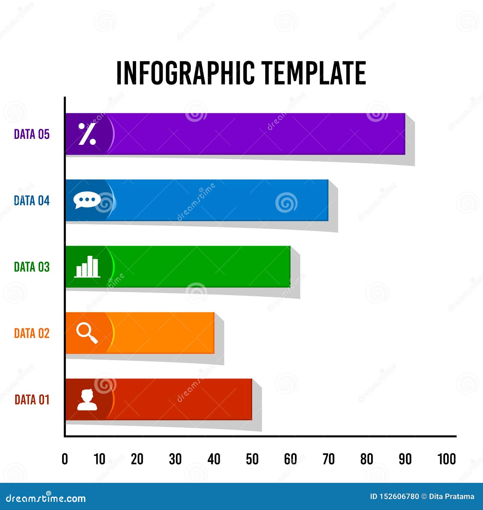 Horizontal Chart Bar Infographic Design Template. Stock Illustration ...