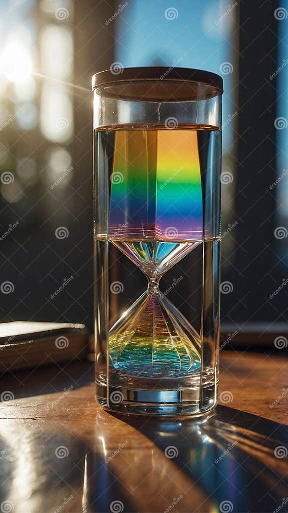 A Colorful Hourglass with a Rainbow Gradient Inside Stock Illustration ...