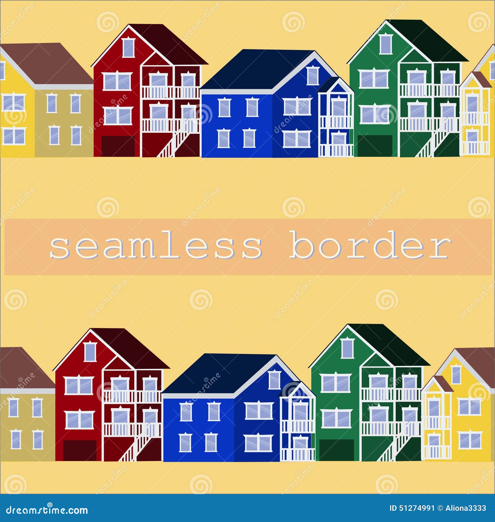 Colorful house border stock vector. Illustration of design - 51274991