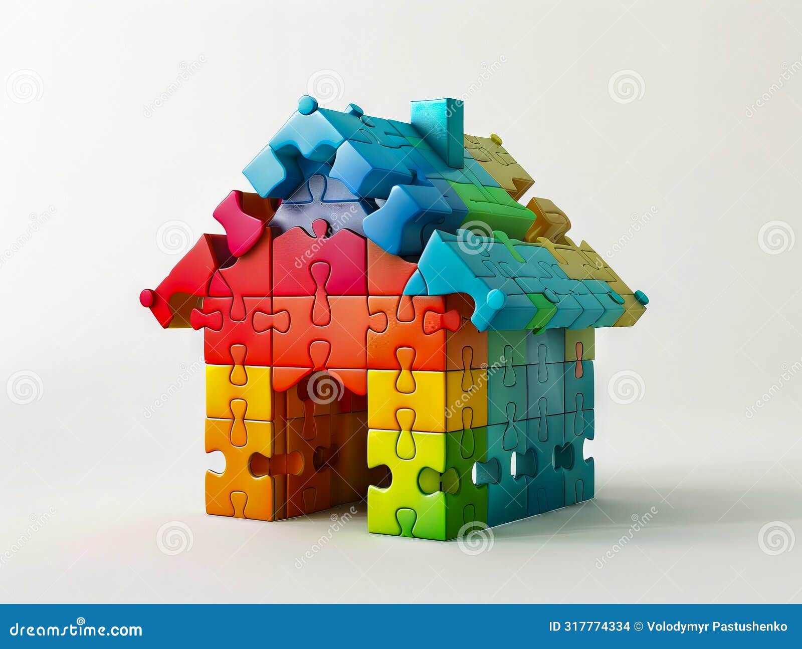 A Colorful House Made of Puzzle Pieces Stock Photo - Image of block ...