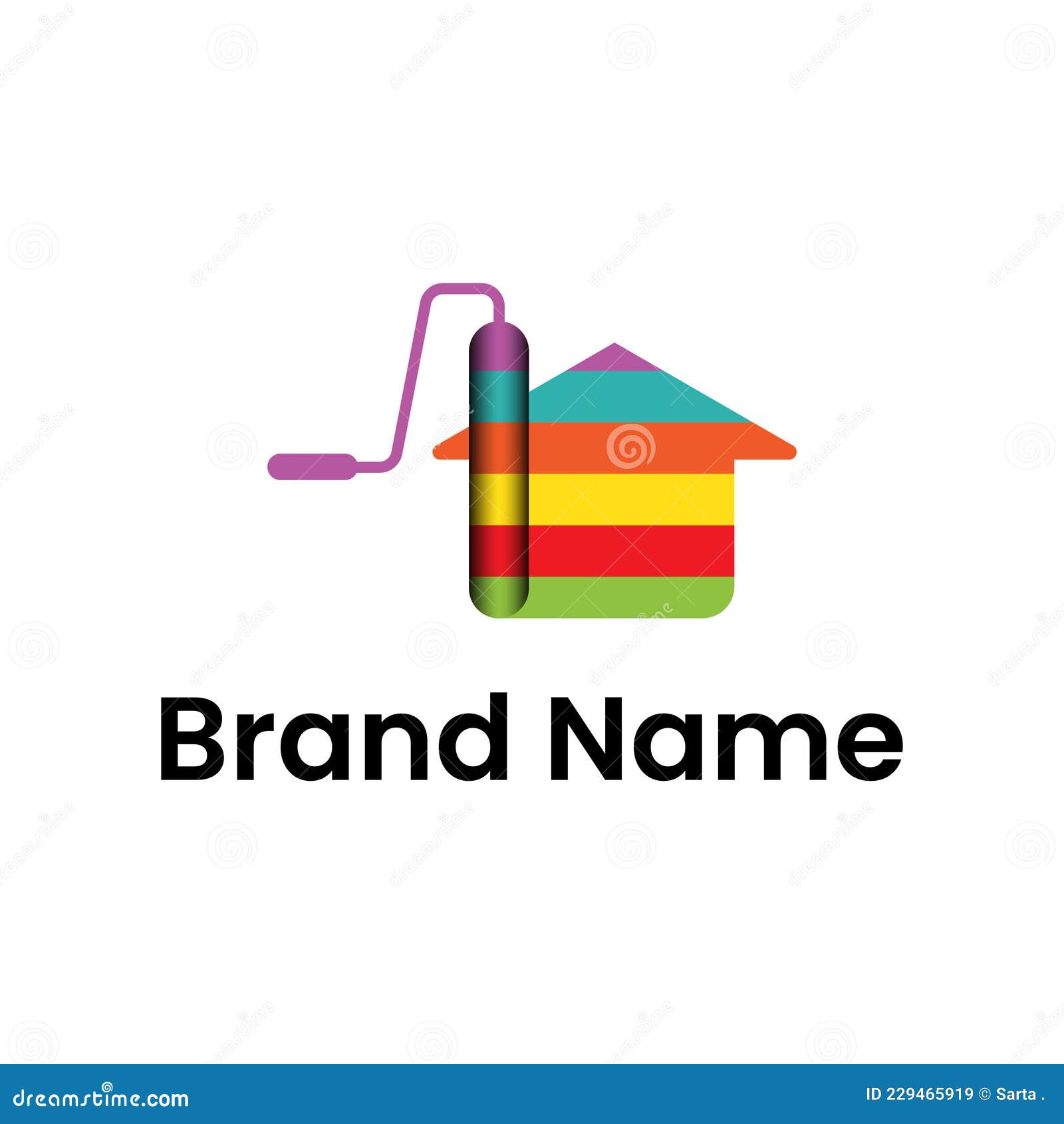 Colorful House Painting Construction Logo Vector Template Stock Vector ...