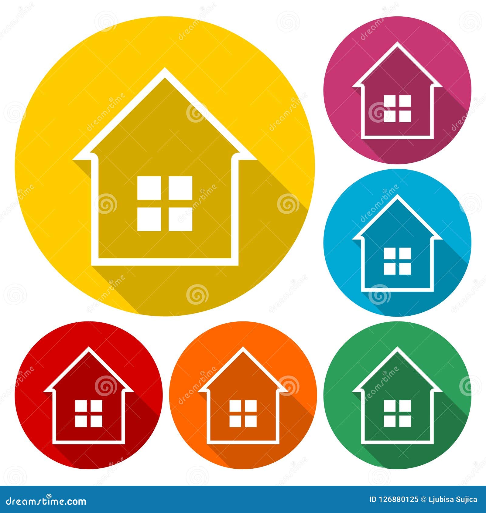Colorful houses icon set stock vector. Illustration of colorful - 126880125