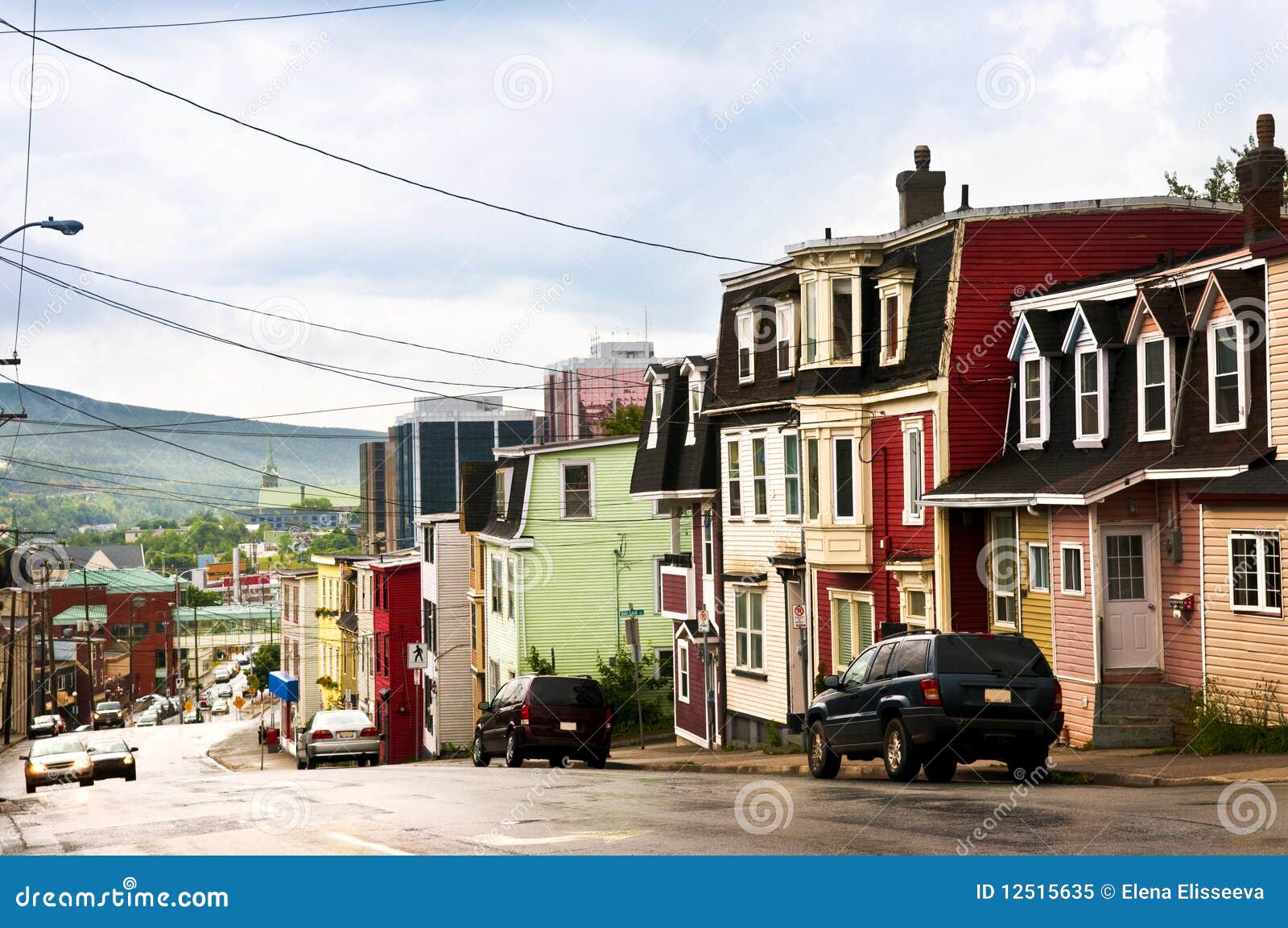 Colorful Houses in Newfoundland Stock Image - Image of john, cars: 12515635