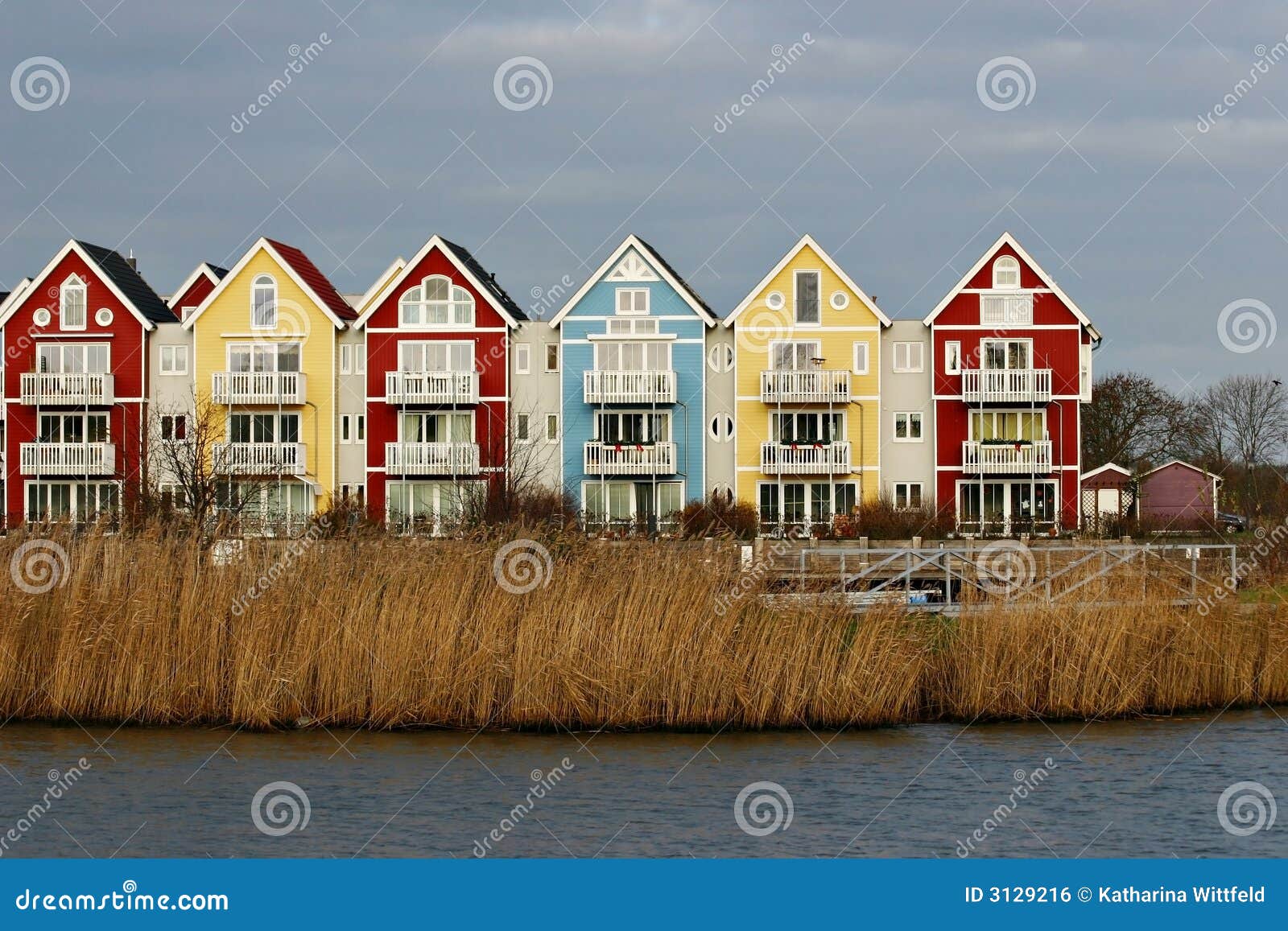 Colorful Houses beside a River Stock Photo - Image of custum, design ...