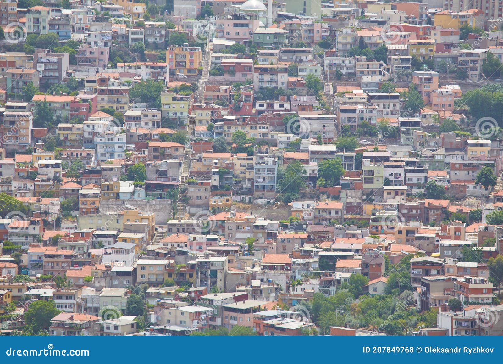 Colorful Houses of the Slum on a Hill Stock Photo - Image of konak ...