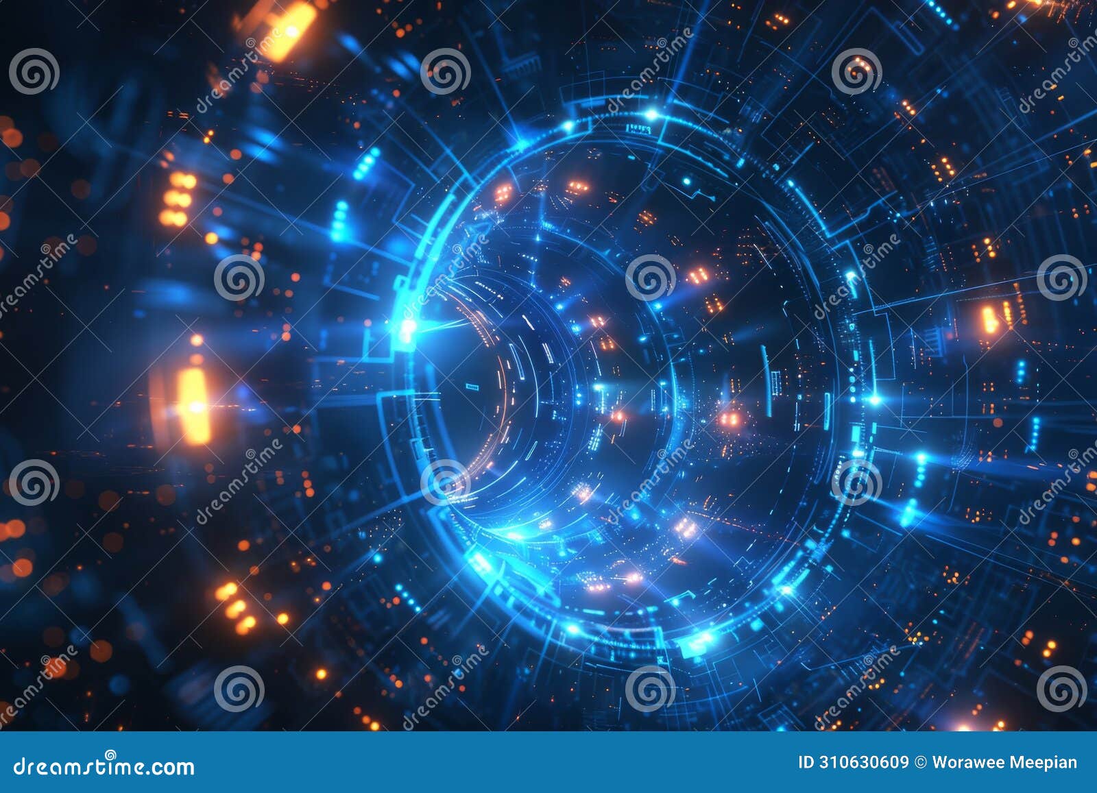 Colorful HUD Circle Interface Line Abstract Futuristic Technology ...