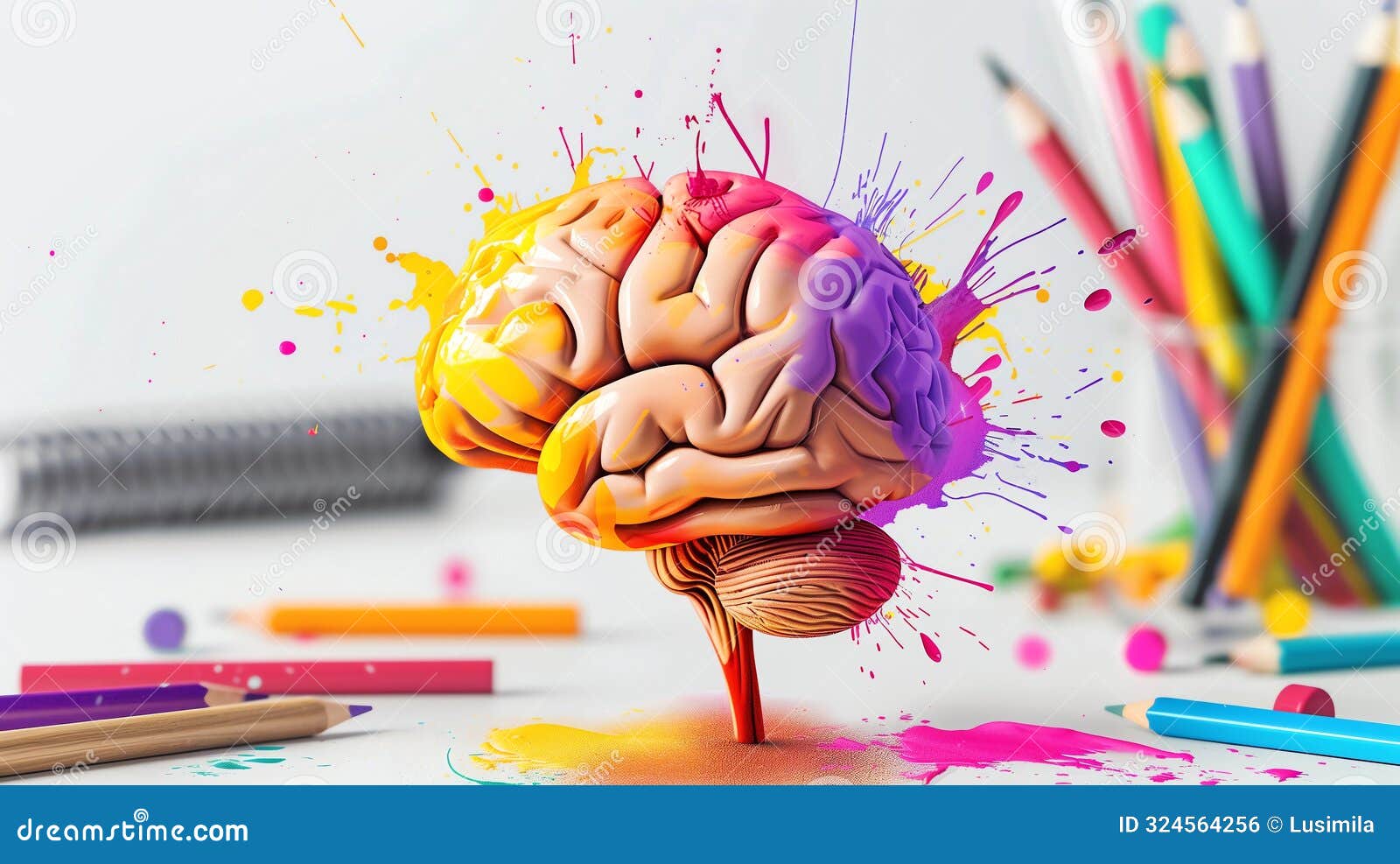 Colorful human brain stock illustration. Illustration of genius - 324564256