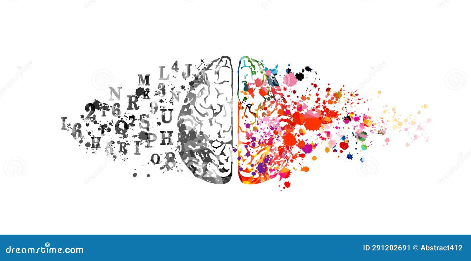 Colorful Human Brain with Letter Symbols Vector Background Stock Vector ...