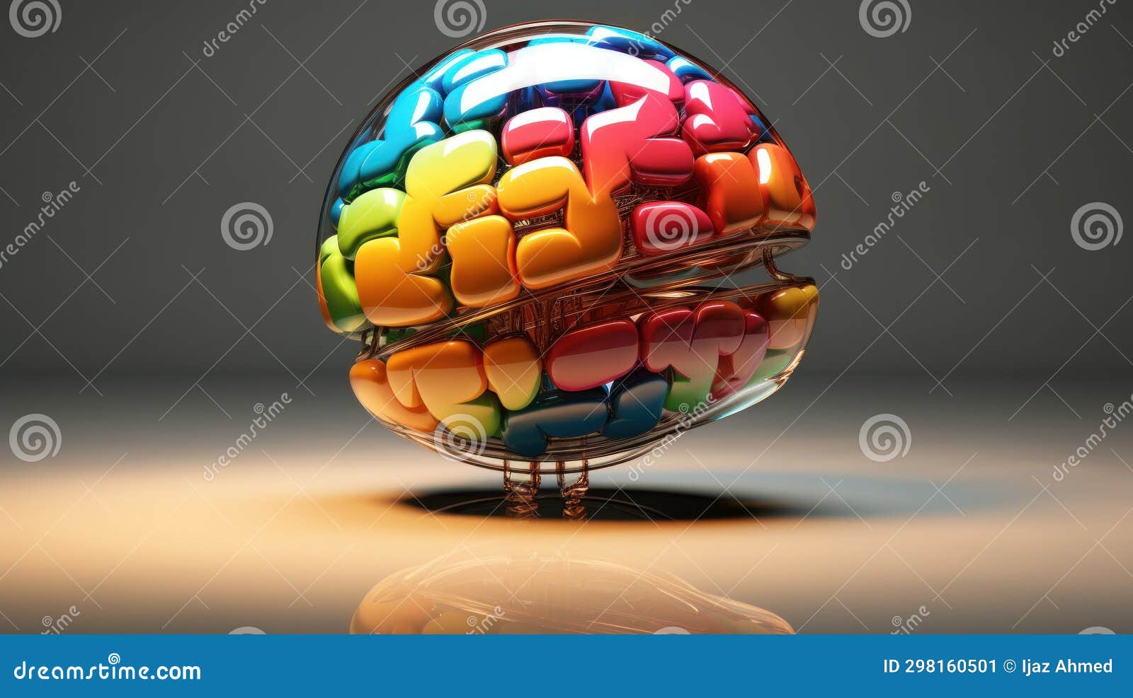 Colorful Human with Brain stock illustration. Illustration of xray ...