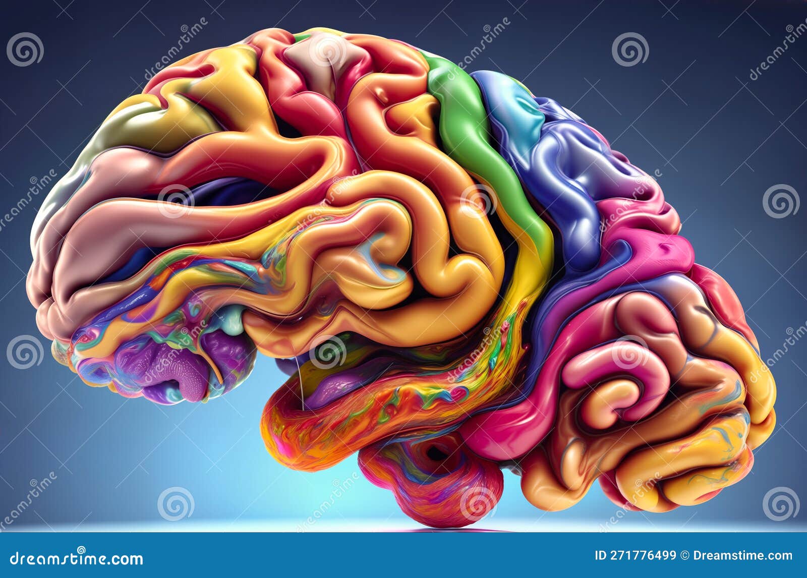 Colorful Human Brain Splashing with Paint. Creative Brain Concept ...