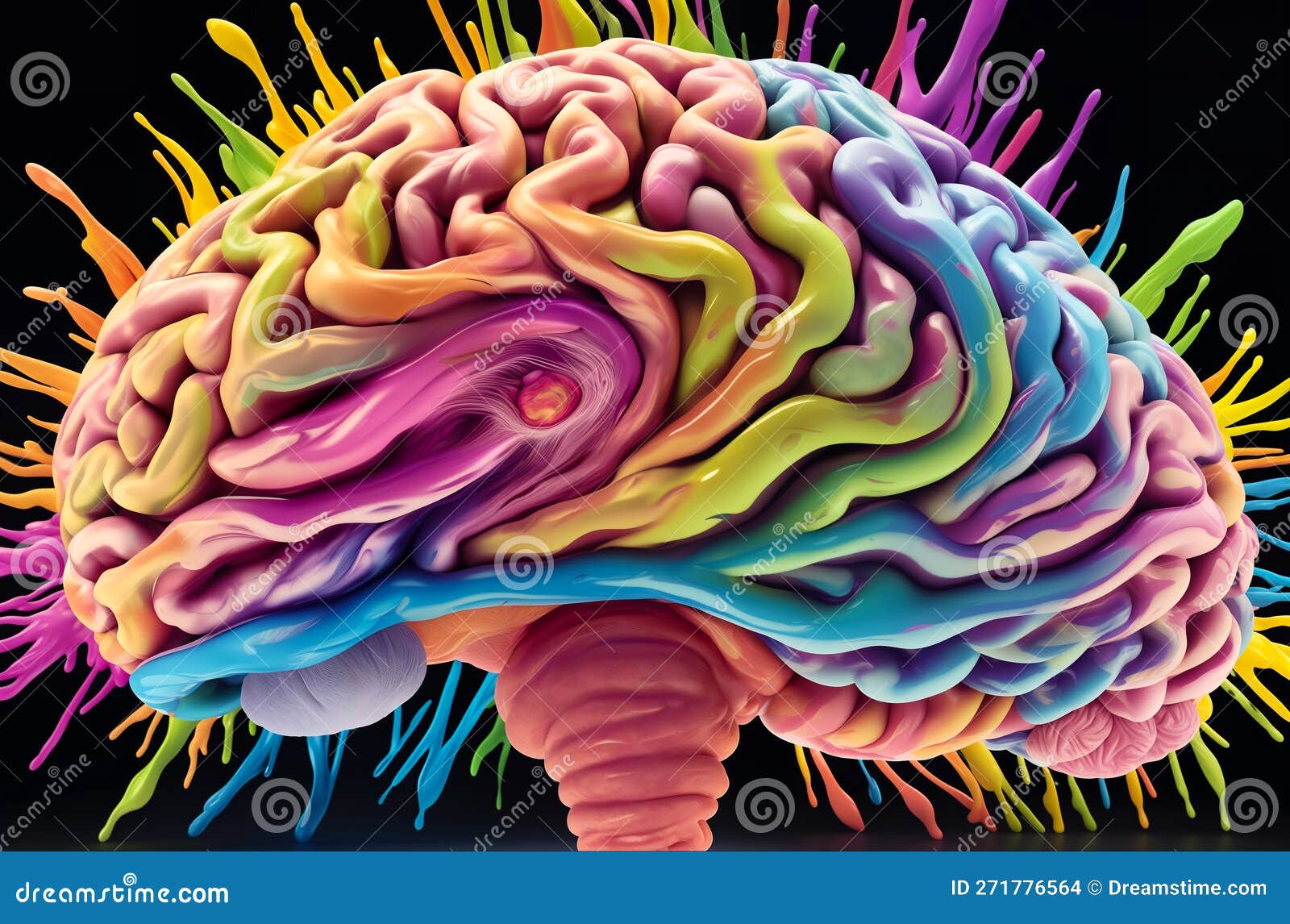 Colorful Human Brain Splashing with Paint. Creative Brain Concept ...