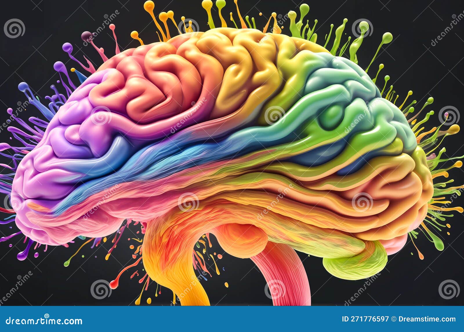 Colorful Human Brain Splashing with Paint. Creative Brain Concept ...