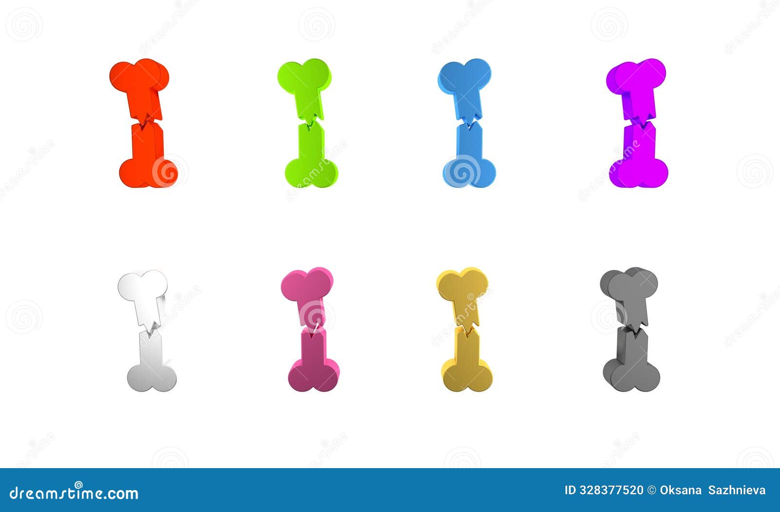 Colorful Human Broken Bone Icon Isolated on White Background ...