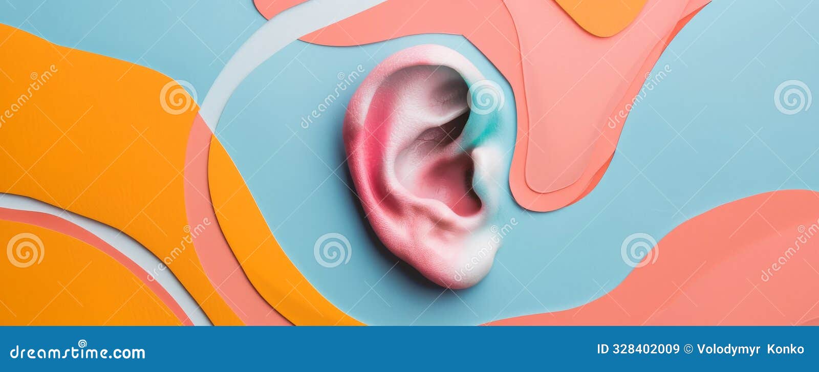 Colorful Human Ear on Abstract Pastel Background, Creative Artwork ...