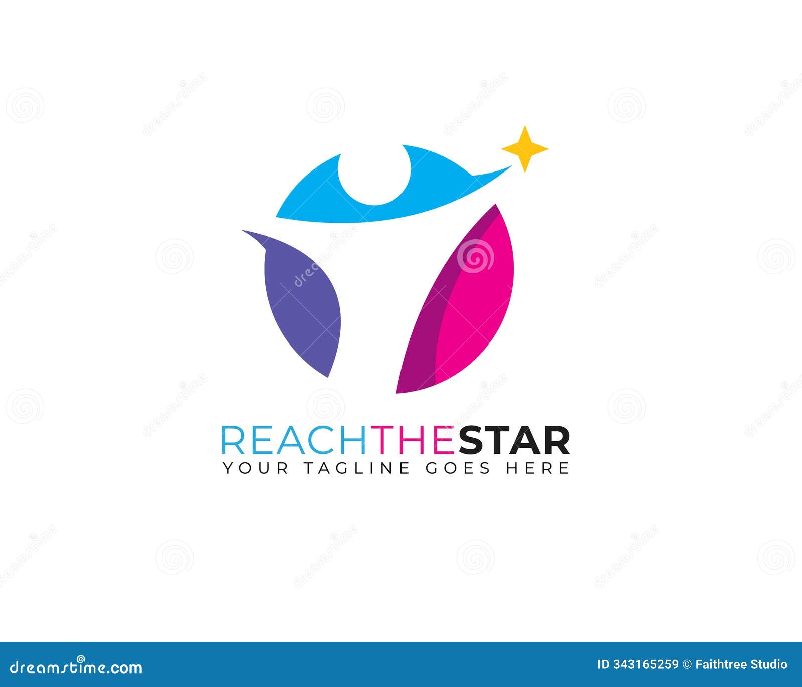 Colorful Human Figure Silhouette in Reach a Star Pose Stock ...