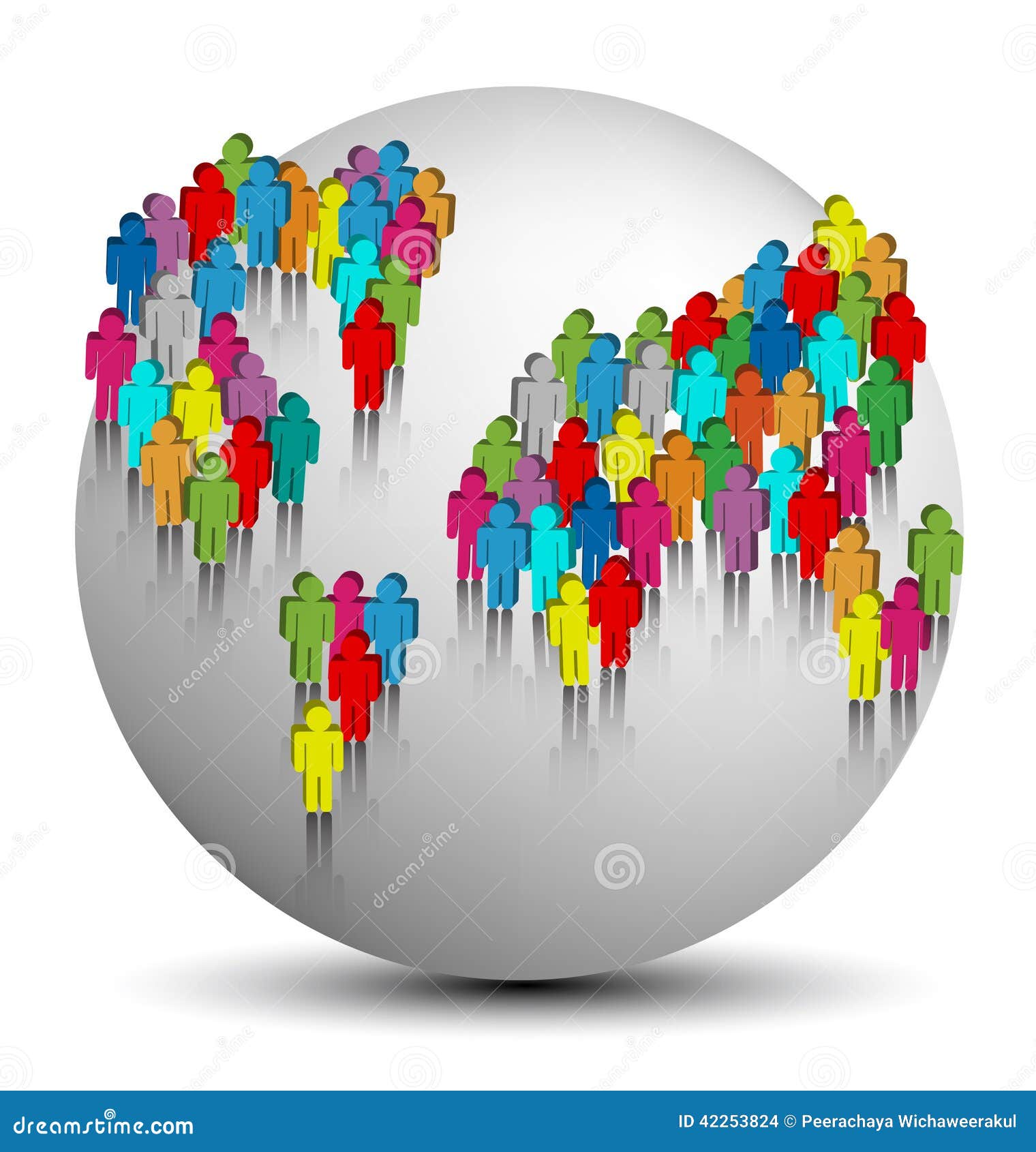 Colorful Human Symbols Placed Random on White Worl Stock Illustration ...