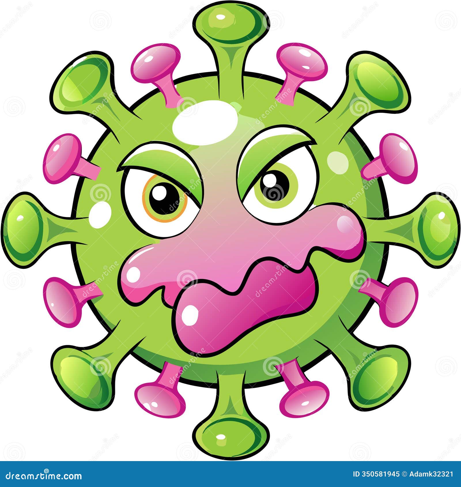 Cartoon Virus Character Illustration with Colorful Expression for ...